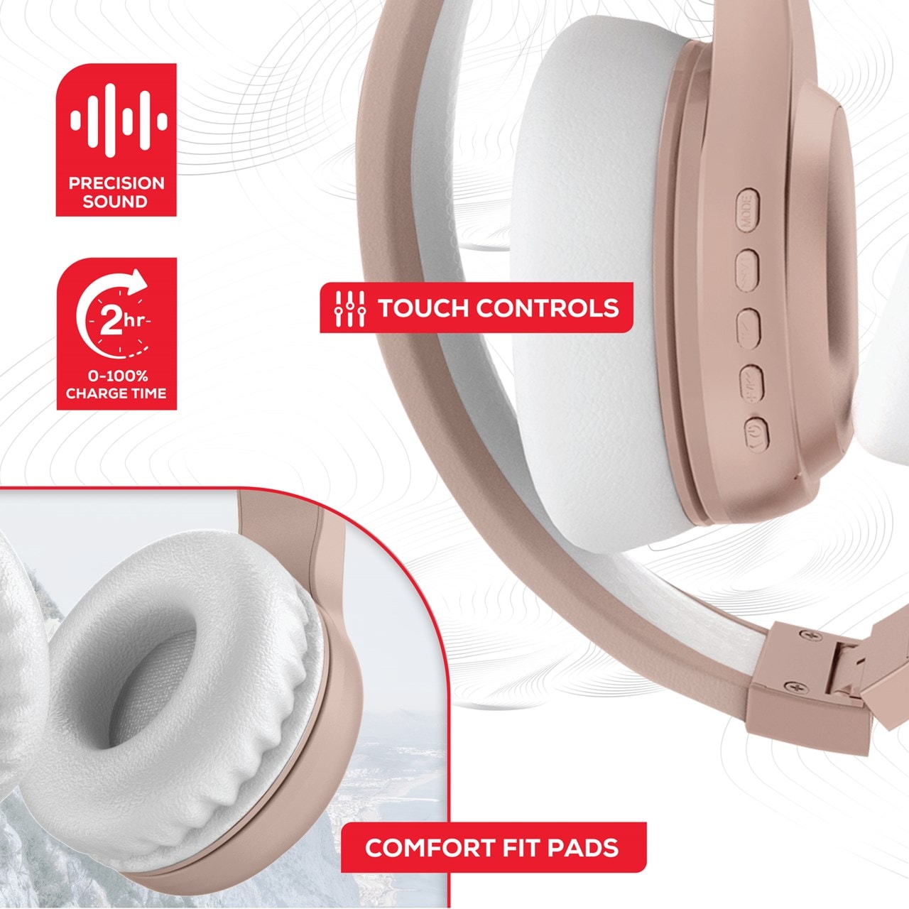 Rock BT On-Ear Rose Gold Bluetooth Headphones | Headphones | Free ...