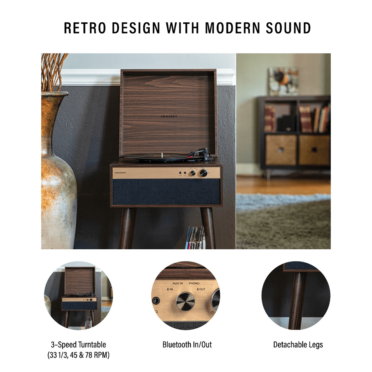 Crosley Jasper Walnut Turntable | Turntables | Free shipping over £20 ...