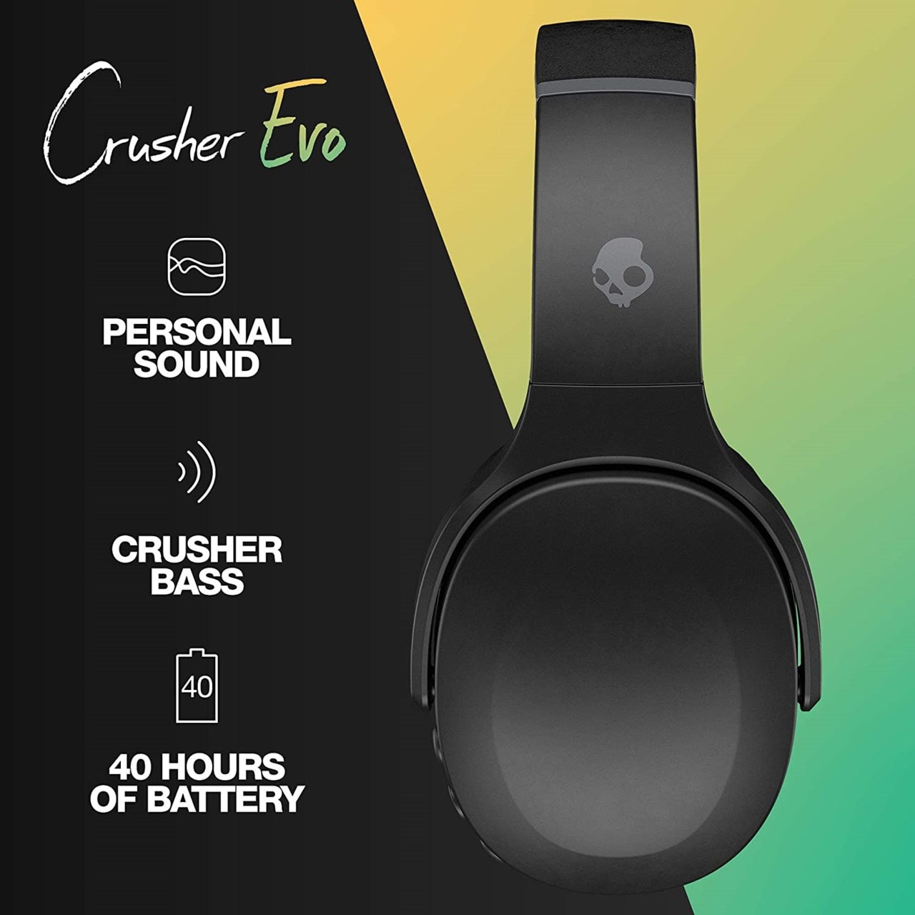 Skullcandy Crusher Evo True Black Bluetooth Headphones | Headphones ...