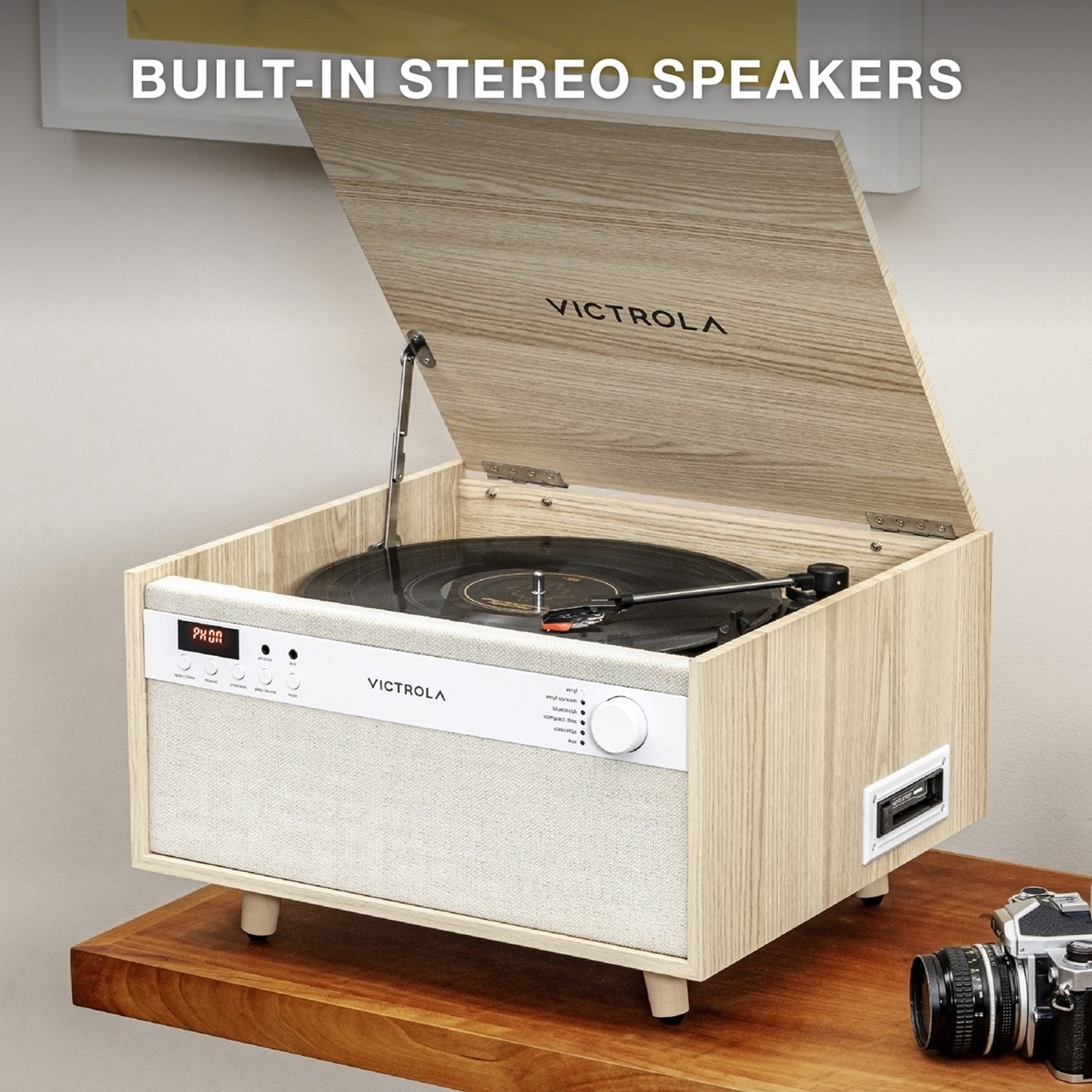 Victrola Century Natural Bluetooth Turntable with CD & Cassette ...