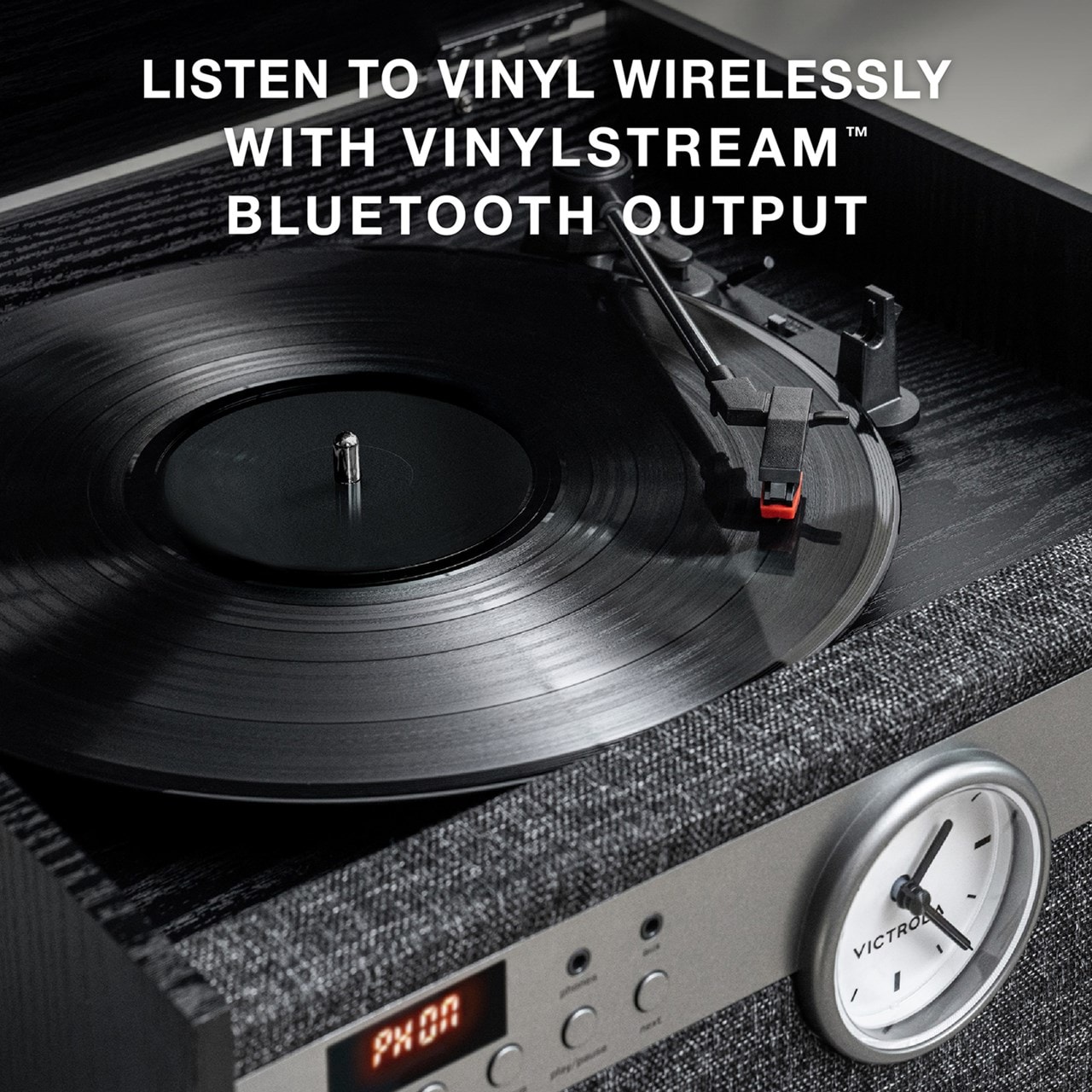 Victrola Century Black Bluetooth Turntable with Clock, CD & Cassette ...
