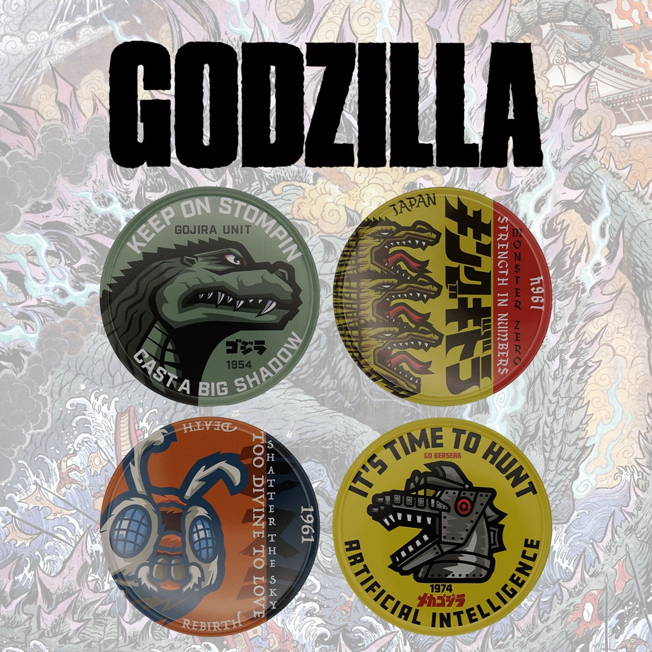 Godzilla Coaster Set Of 4 | Coaster | Free shipping over £20 | HMV Store