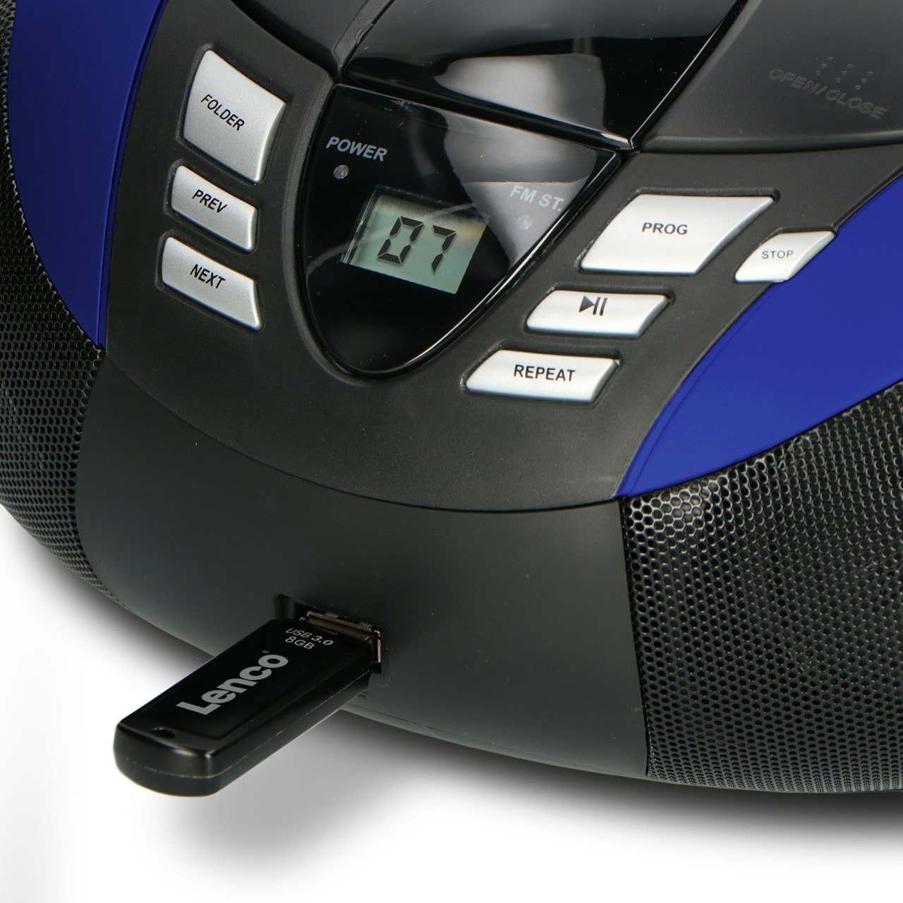 Lenco SCD-37 USB Blue CD Player with FM Radio | Boomboxes | Free shipping over £20 | HMV Store