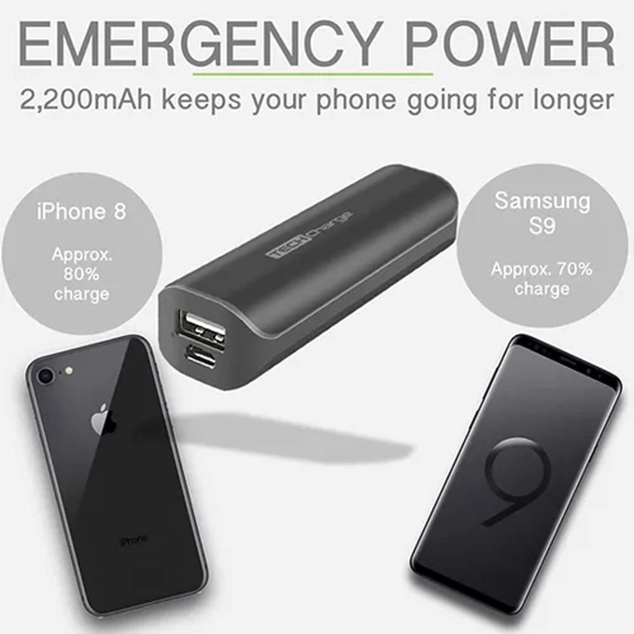 TechCharge Pocket Power Black 2200mAh Power Bank | Power Banks | Free ...