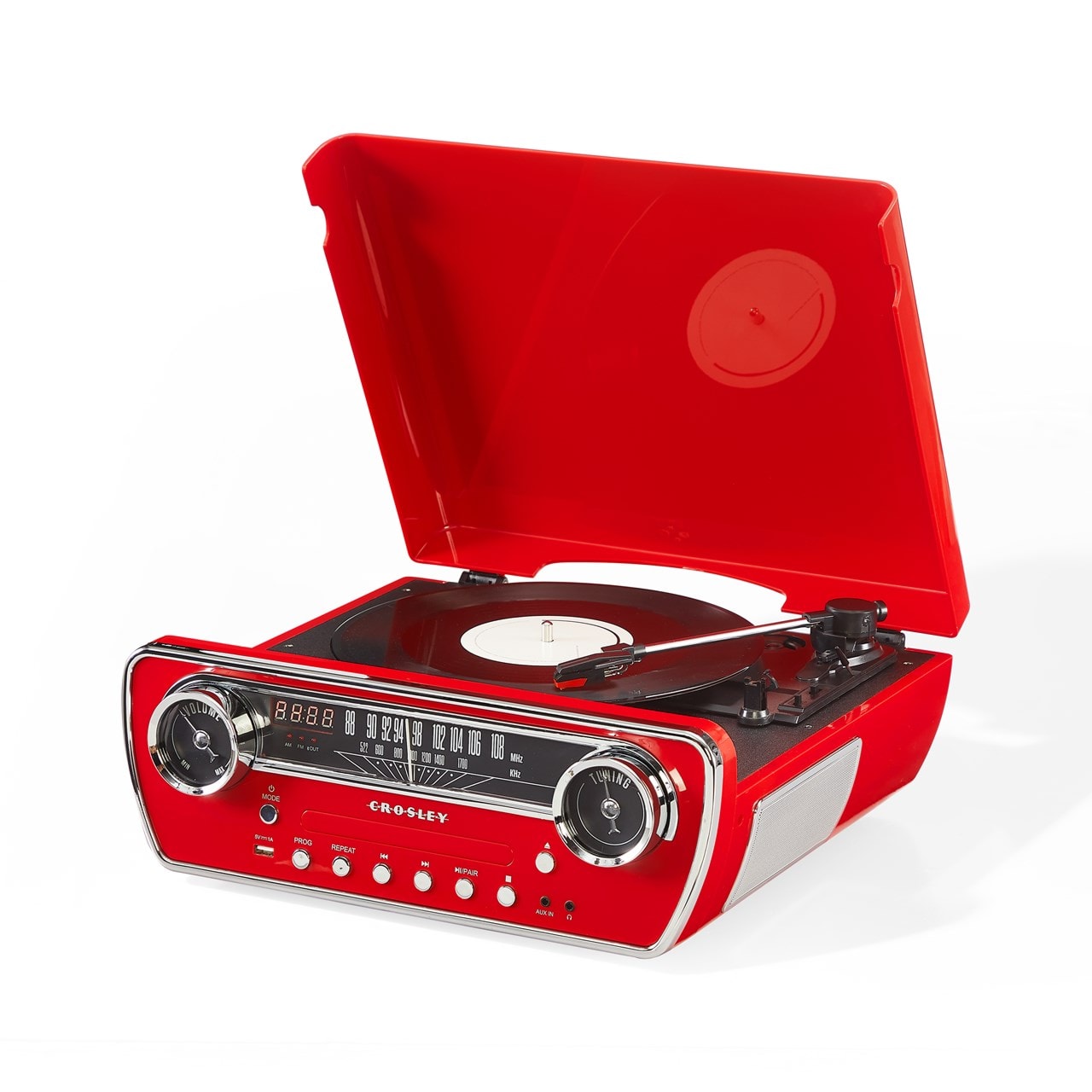 Crosley Powel 7-in-1 Red Bluetooth Turntable with FM Radio and CD ...