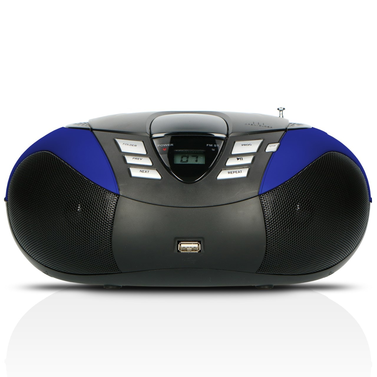 Lenco SCD-37 USB Blue CD Player with FM Radio | Boomboxes | Free shipping over £20 | HMV Store
