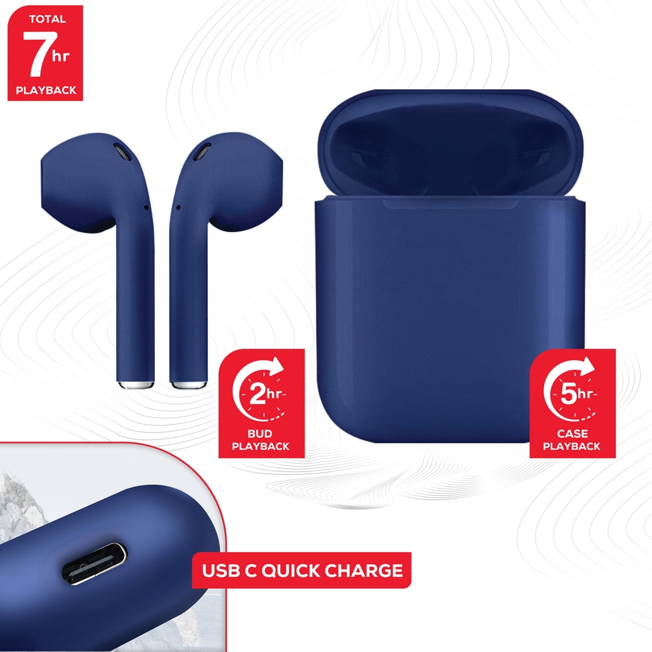 Rock TWS Navy Blue True Wireless Bluetooth Earphones | Earphones | Free ...