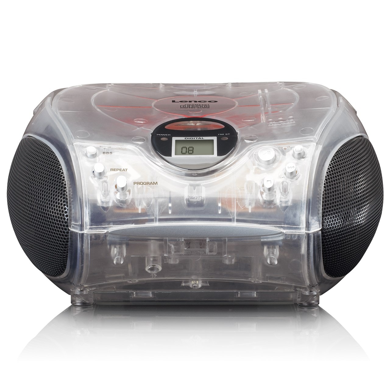 Lenco SCD-24TR Transparent CD Player with FM Radio | Boomboxes | Free shipping over £20 | HMV Store