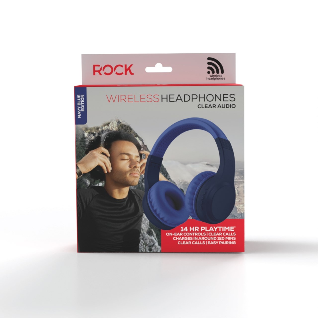 Rock BT On-Ear Navy Blue Bluetooth Headphones | Headphones | Free ...