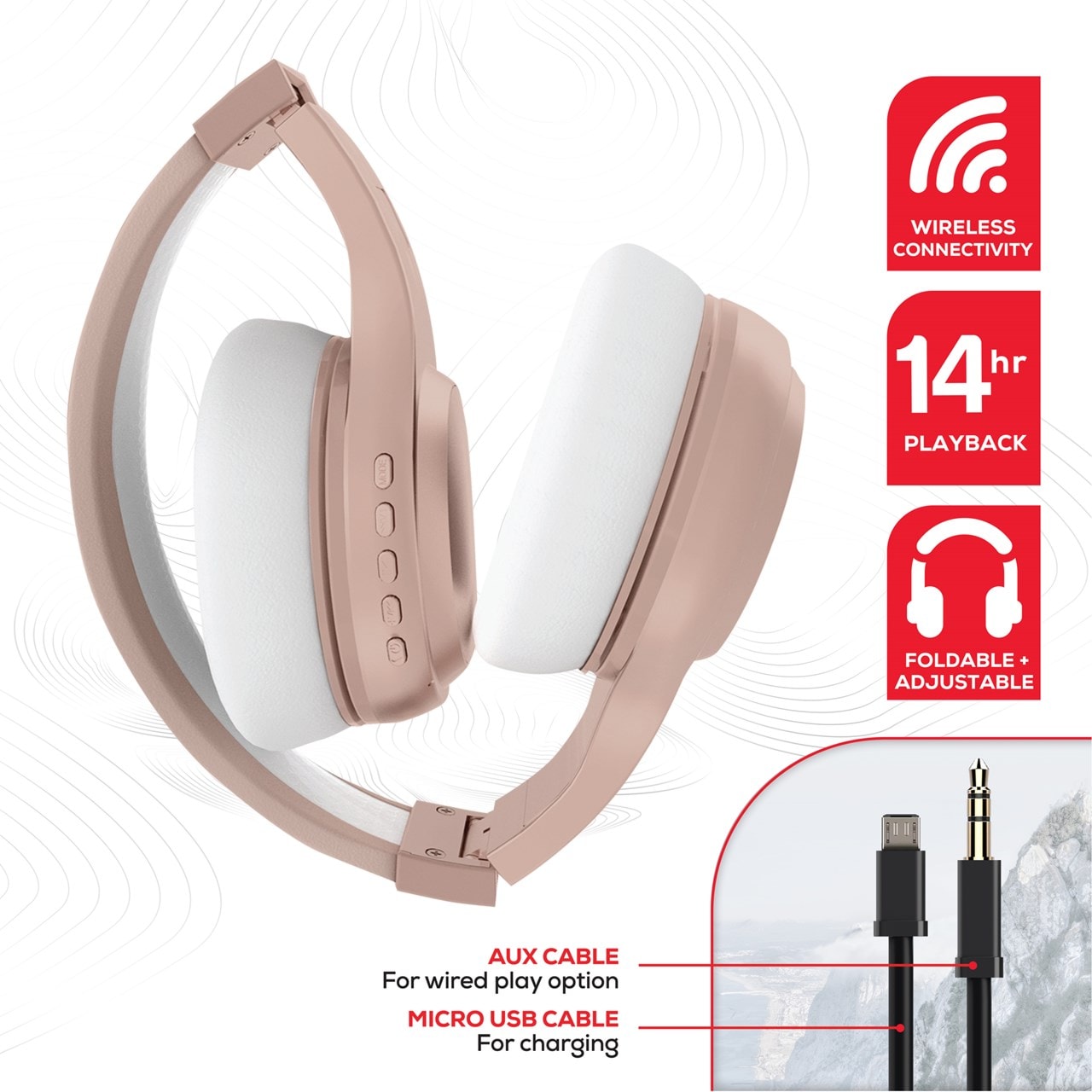 Rock BT On-Ear Rose Gold Bluetooth Headphones | Headphones | Free ...