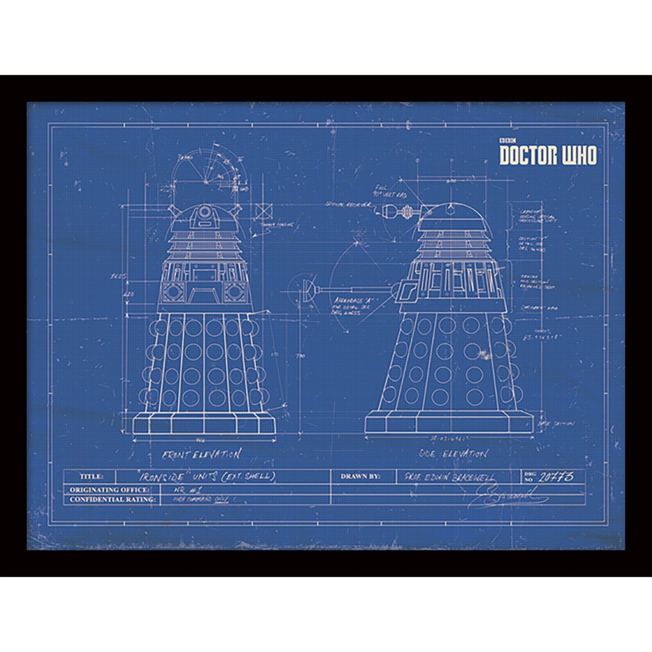 Dalek Blueprint Doctor Who Framed 30 x 40cm Print | N/A | Free shipping over £20 | HMV Store