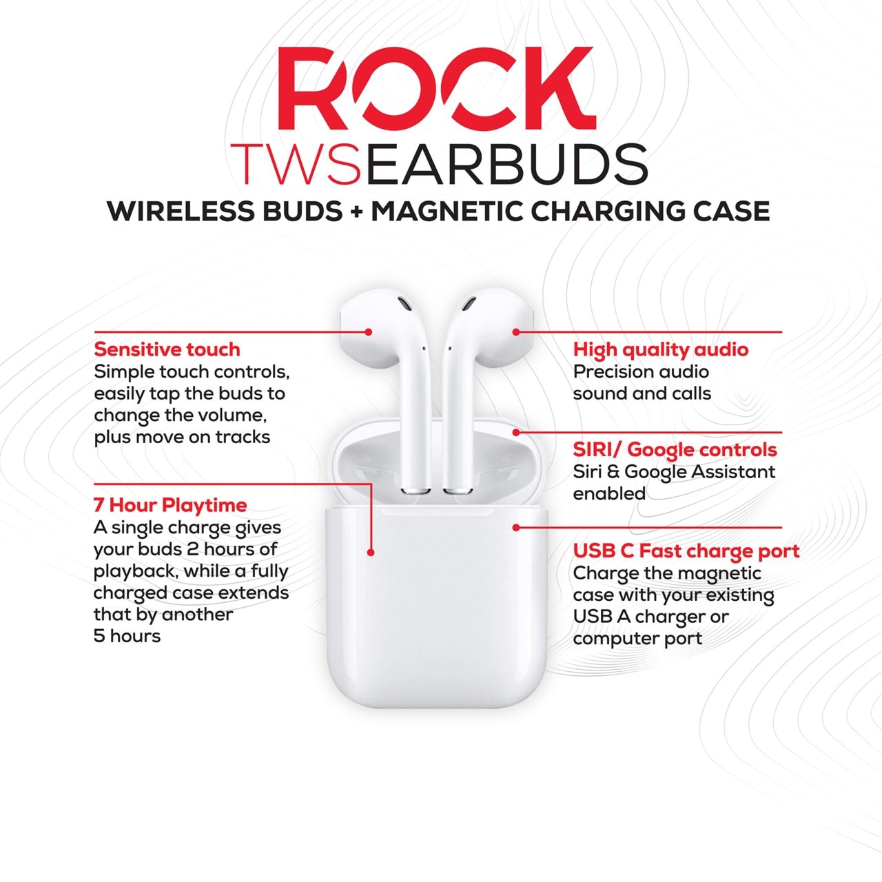 Rock TWS White True Wireless Bluetooth Earphones | Earphones | Free ...