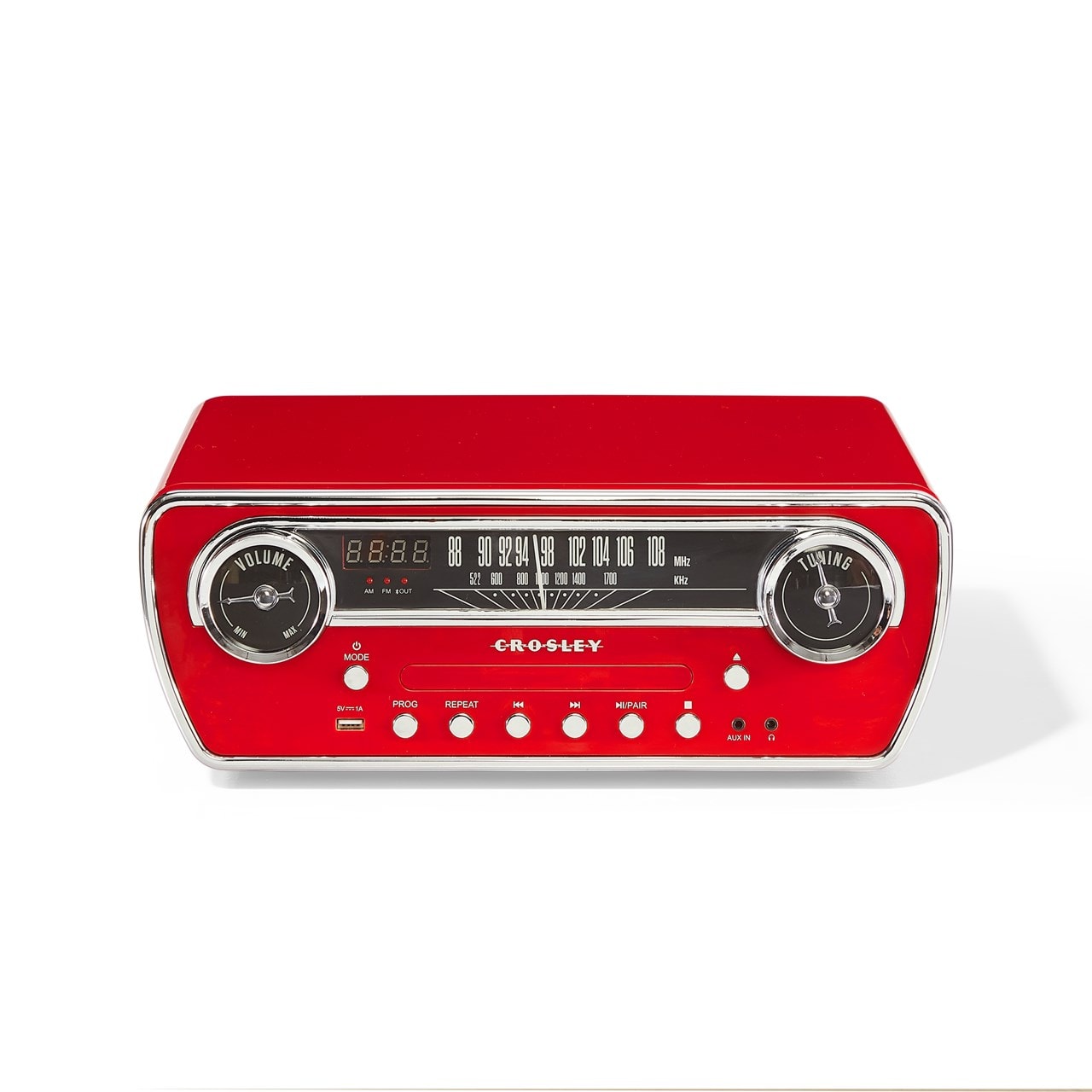 Crosley Powel 7-in-1 Red Bluetooth Turntable with FM Radio and CD ...