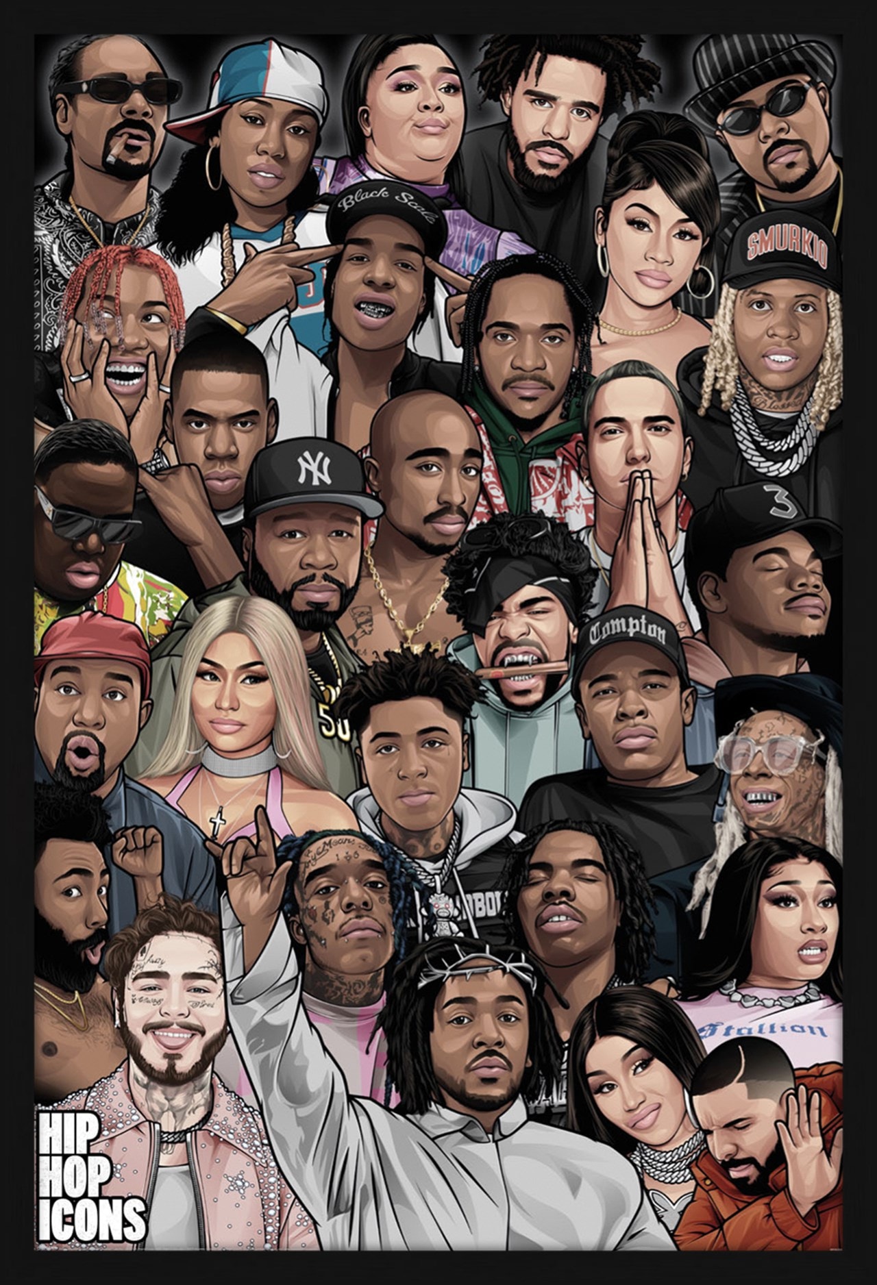 Hip Hop Icons 60 x 90cm Framed Maxi Poster | Wall Art | Free shipping ...