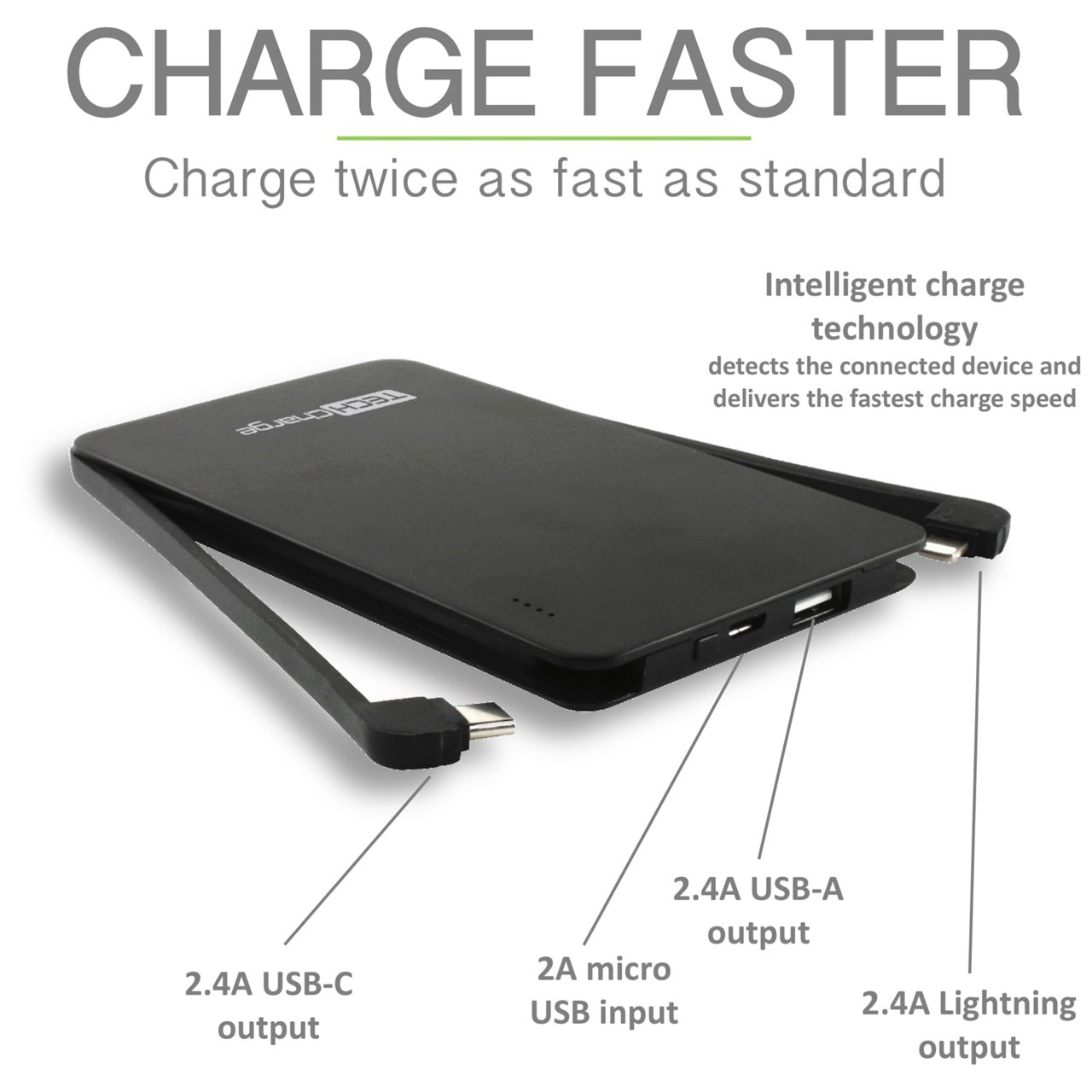 TechCharge Super Slim Black 5000mAh Power Bank | Power Banks | Free ...