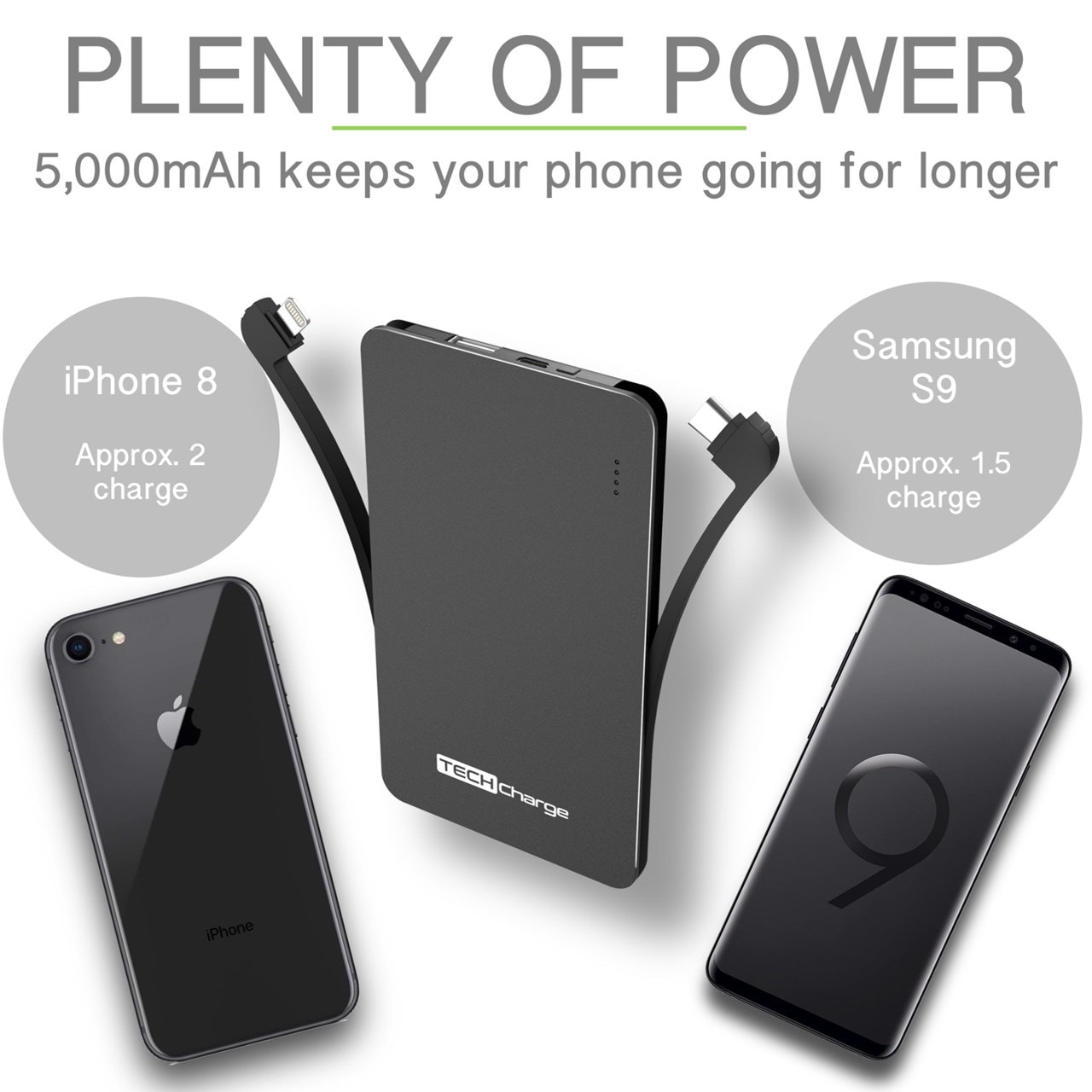 TechCharge Super Slim Black 5000mAh Power Bank | Power Banks | Free ...