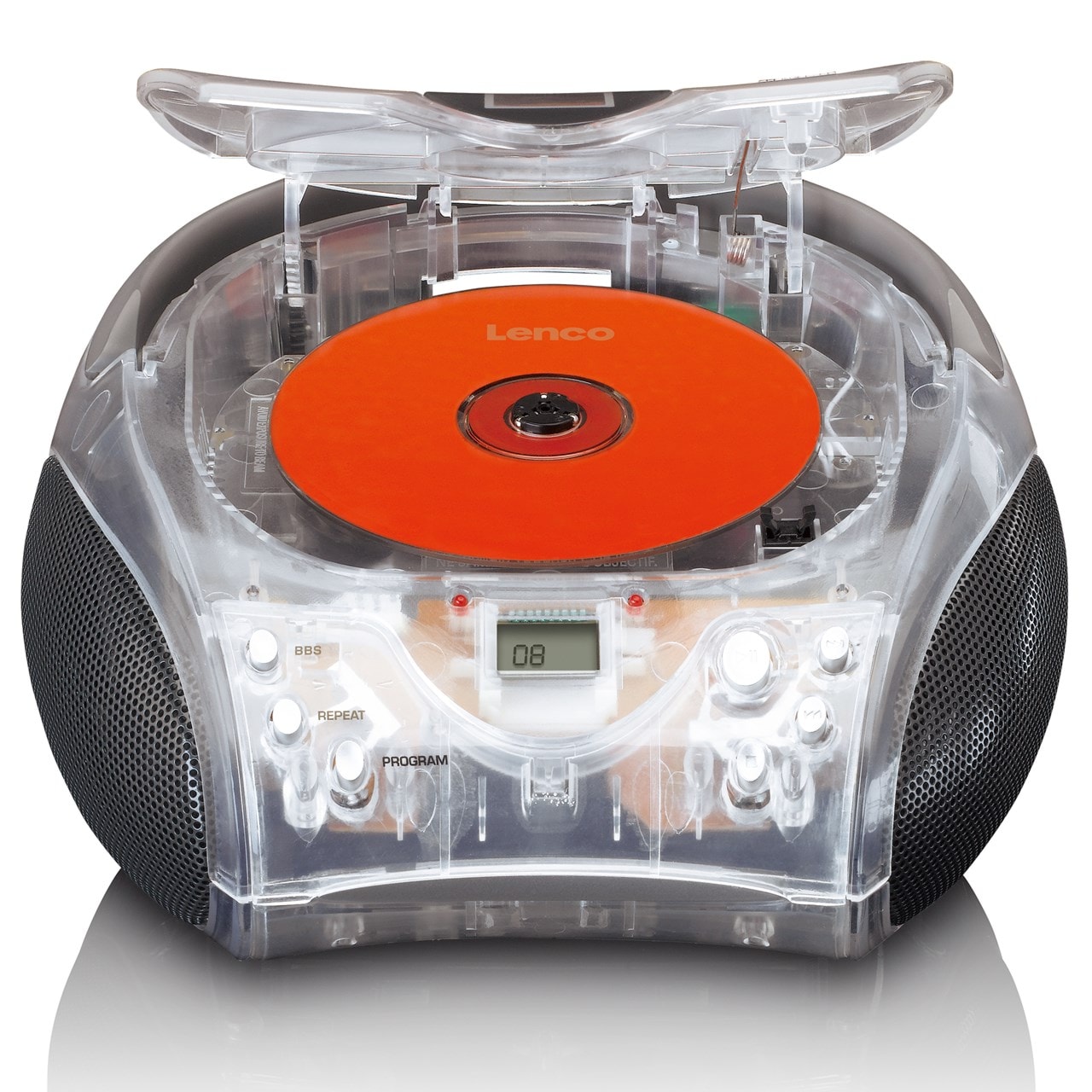 Lenco SCD-24TR Transparent CD Player with FM Radio | Boomboxes | Free shipping over £20 | HMV Store