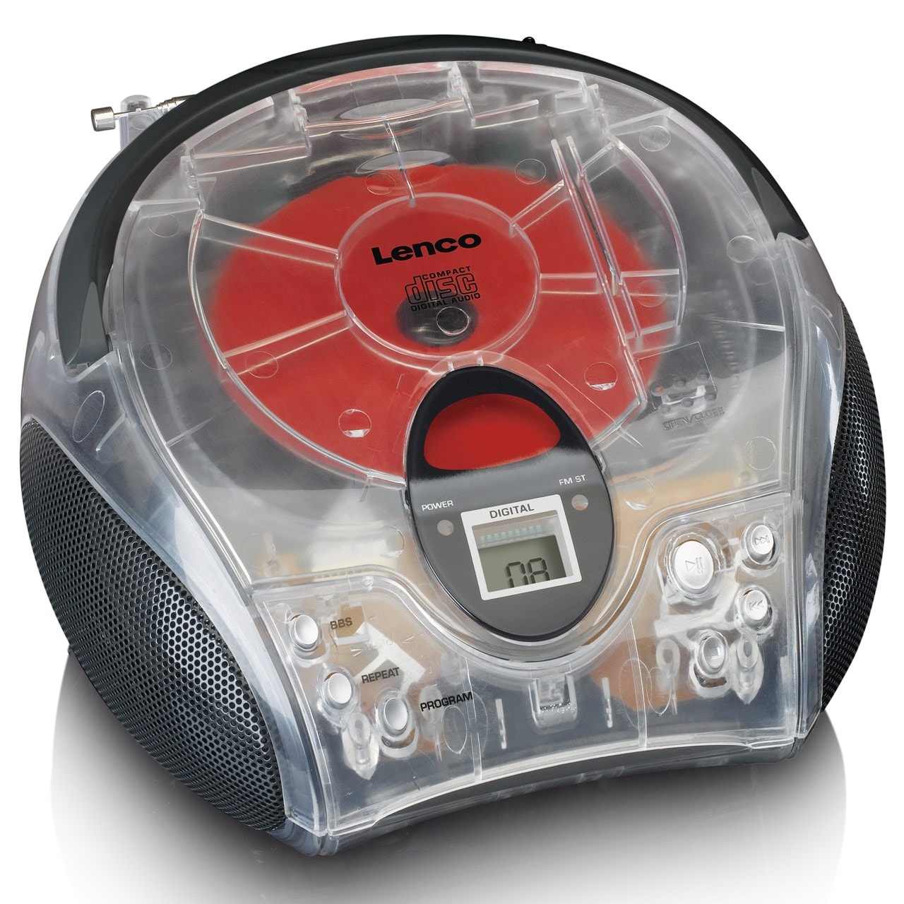 Lenco SCD-24TR Transparent CD Player with FM Radio | Boomboxes | Free ...