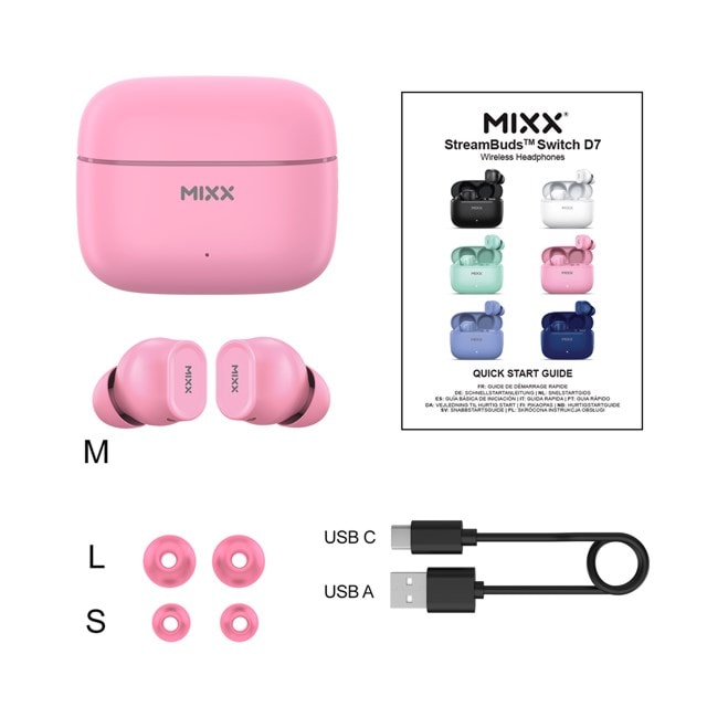 Mixx Audio StreamBuds Switch D7 Pink True Wireless Bluetooth Earphones ...
