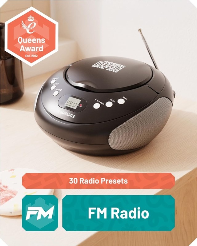 Oakcastle CD250 Black Bluetooth CD Player with FM Radio | HMV Store