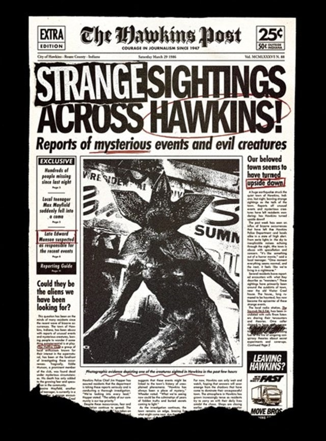 Strange Sightings Across Hawkins Stranger Things 5 30cm x 40cm Art ...