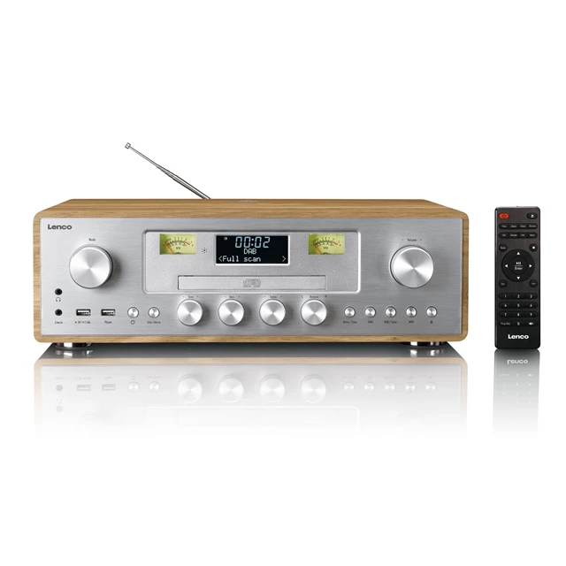 Lenco DAR-281WDSI Silver/Wood Bluetooth HiFi System | HMV Store