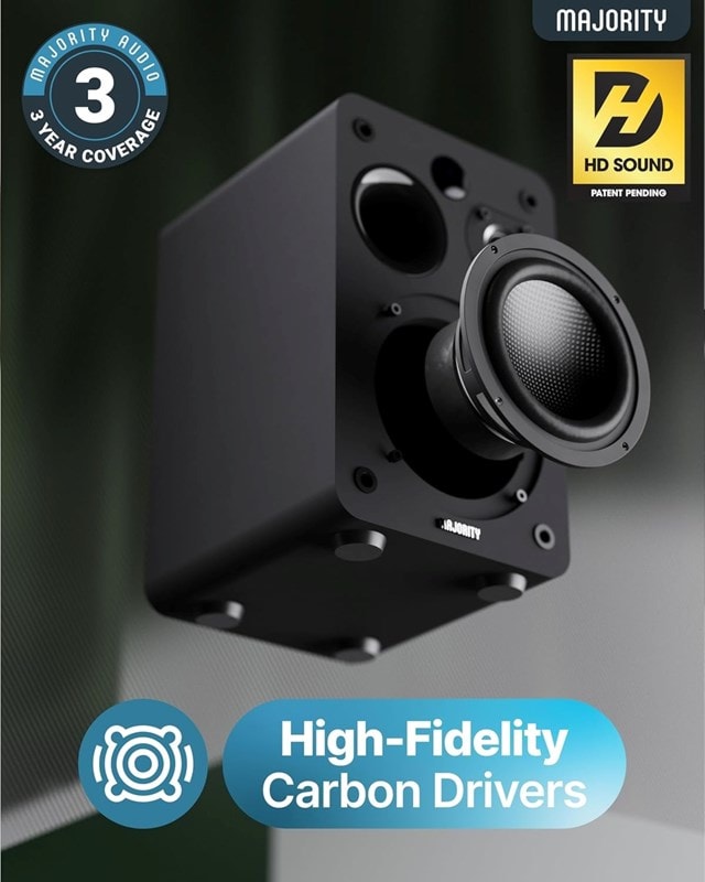 Majority D70X Black Bluetooth Bookshelf Speakers | HMV Store