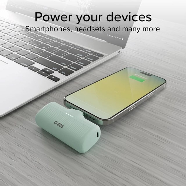 SBS Eco Range Light Green 5000mAh Power Bank with Integrated USB-C ...