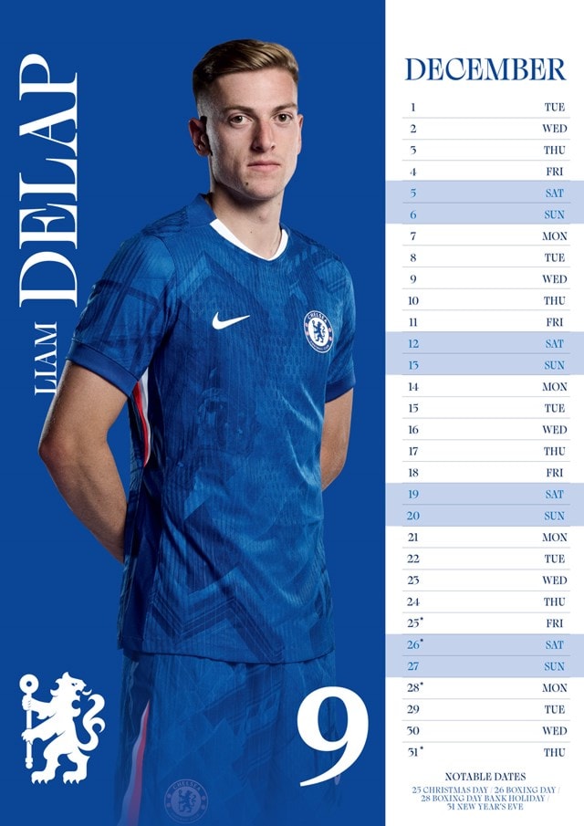 Chelsea FC Men 2026 A3 Calendar | HMV Store