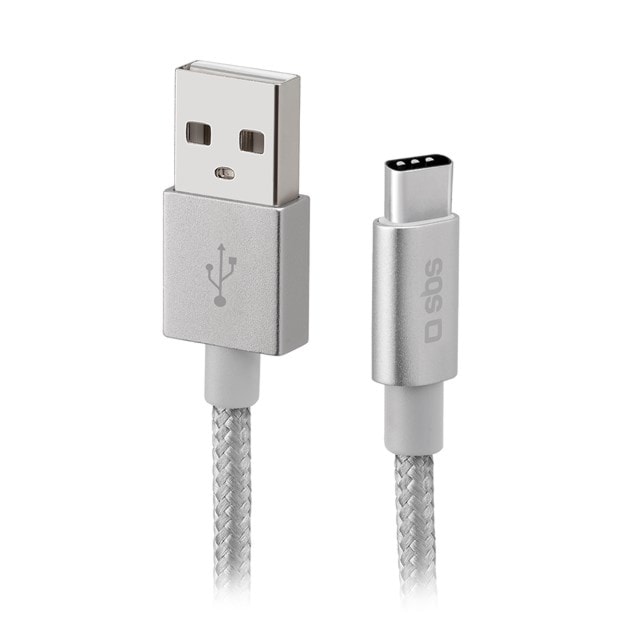 SBS Braided Silver USB-C Cable 1.5m | HMV Store