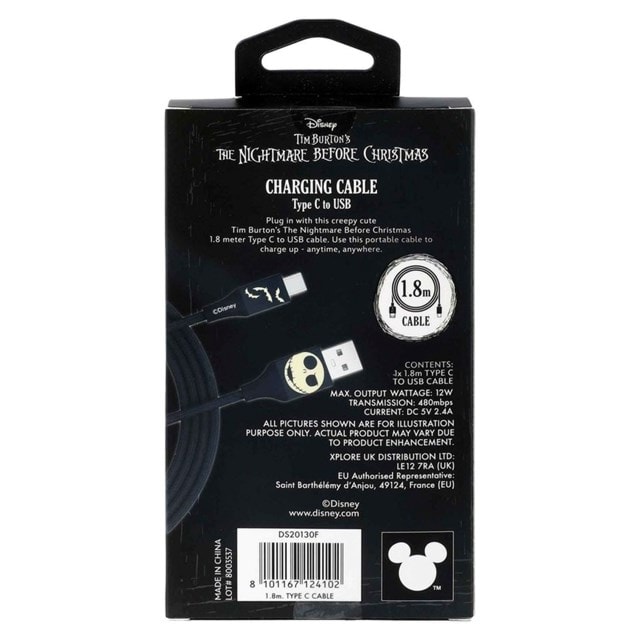 Nightmare Before Christmas Jack Bats USB-C Cable 2M | USB-C Cables ...