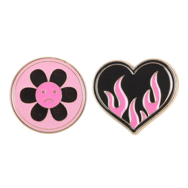 Burning Heart And Sad Flower Pin Badge Set | HMV Store