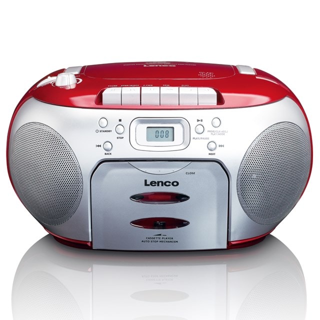Lenco SCD-420RD Red CD Player With Cassette & FM Radio | HMV Store
