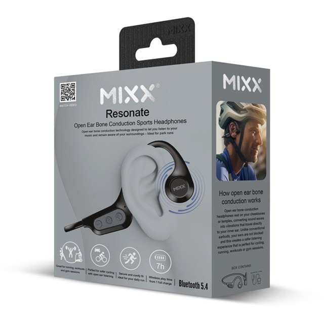 Mixx Audio Resonate Black Bluetooth Bone Conduction Sports Earphones | Bluetooth Sports ...