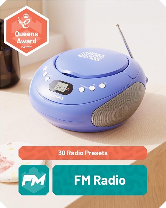 Oakcastle CD250 Blue Bluetooth CD Player with FM Radio | HMV Store