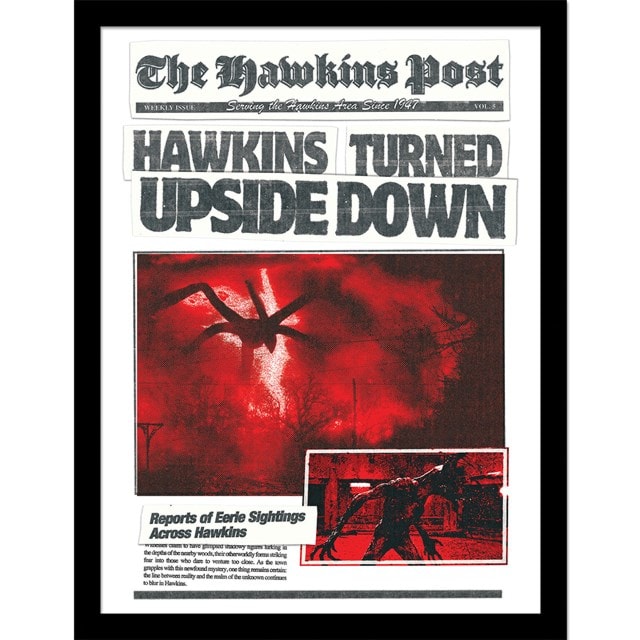 Hawkins Turned Upside Down Stranger Things 5 30cm x 40cm Framed Print ...