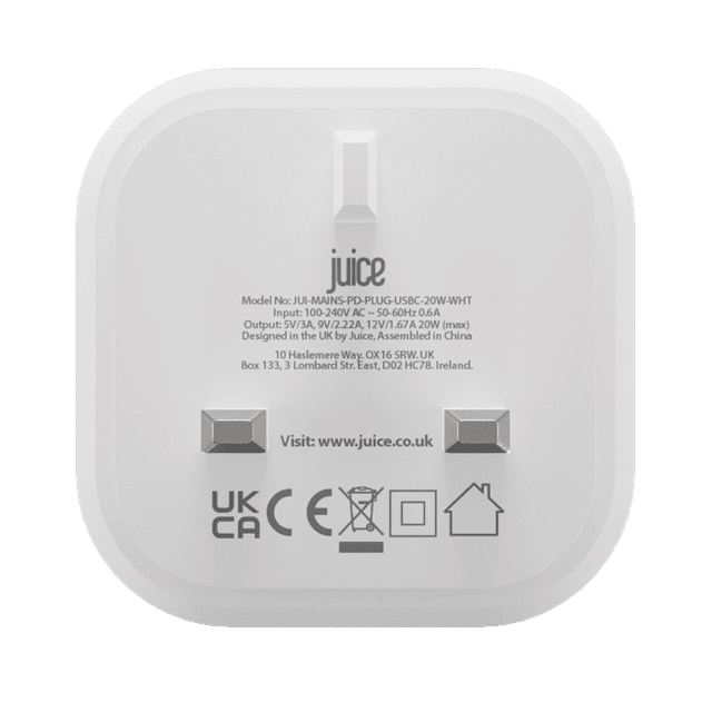 Juice USB-C 20W Plug | Mains Charger | Free shipping over £20 | HMV Store