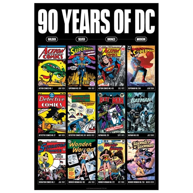 90 Years Of DC Comics Wall Art | Wall Art | Free shipping over £20 ...