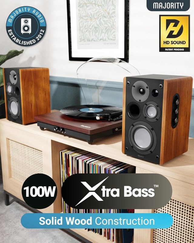 Majority D100 Oak Bluetooth Bookshelf Speakers | HMV Store