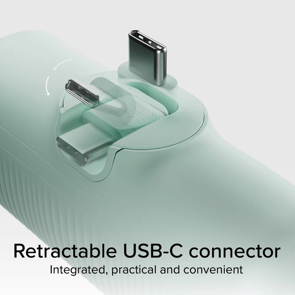 SBS Eco Range Light Green 5000mAh Power Bank with Integrated USB-C ...