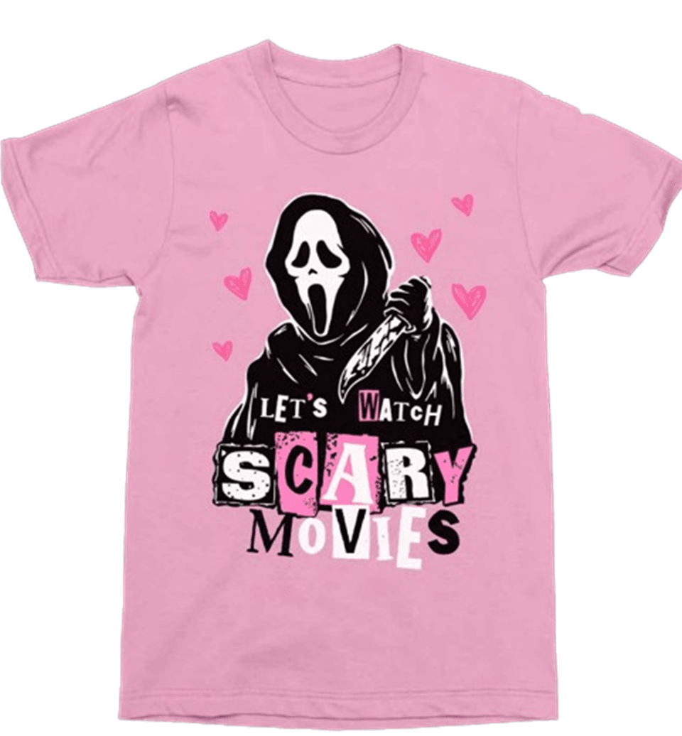 Scary Movies Pink Hearts Ghostface Tee | T-Shirt | Free shipping over £ ...