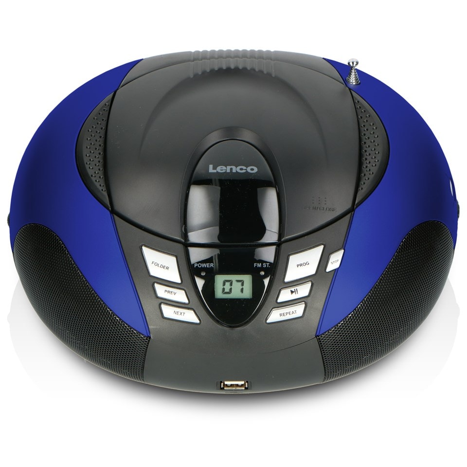 Lenco SCD-37 USB Blue CD Player with FM Radio | Boomboxes | Free shipping over £20 | HMV Store