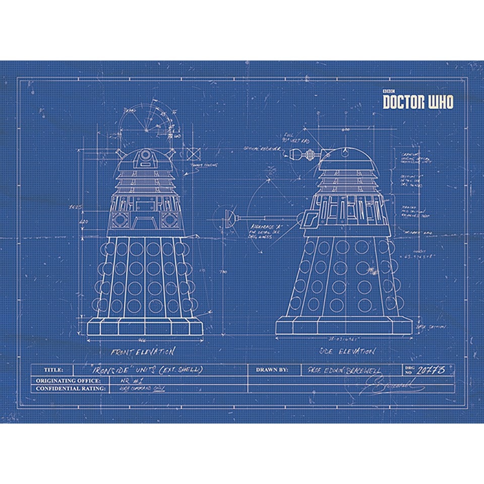 Dalek Blueprint Doctor Who Canvas Print 60 x 80cm | Canvas | Free ...