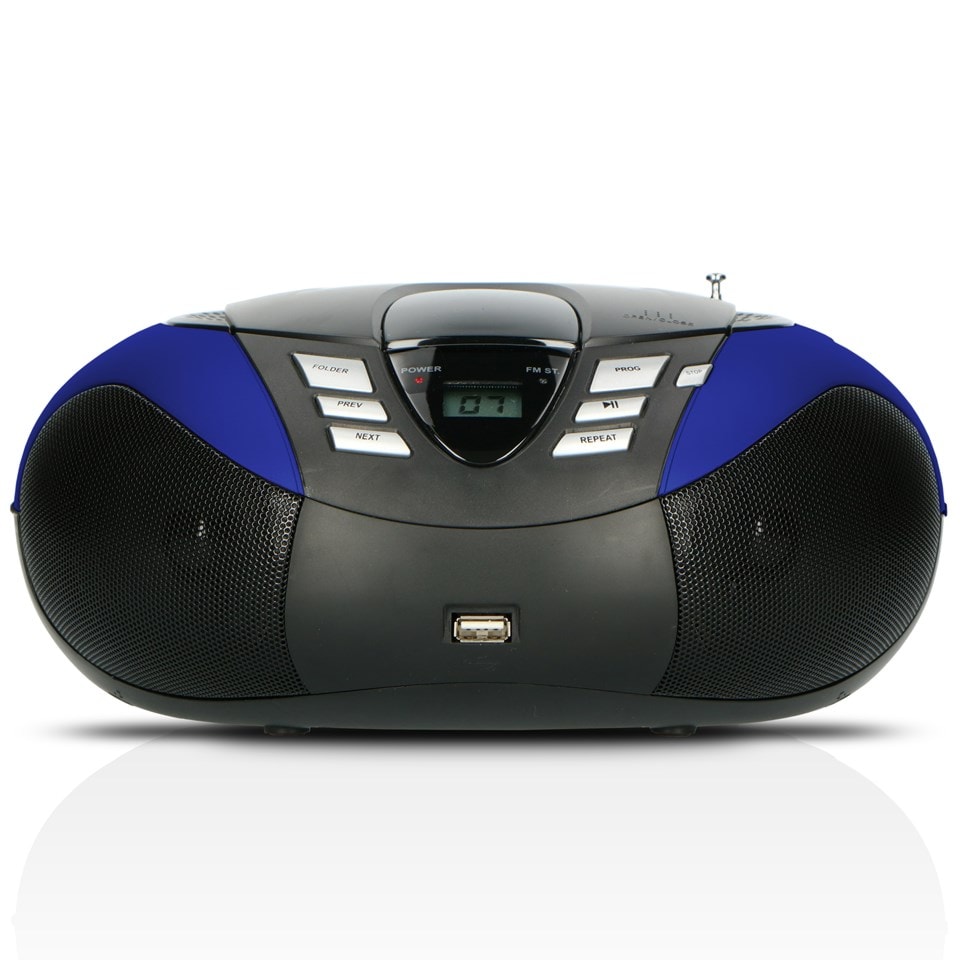 Lenco SCD-37 USB Blue CD Player with FM Radio | Boomboxes | Free shipping over £20 | HMV Store