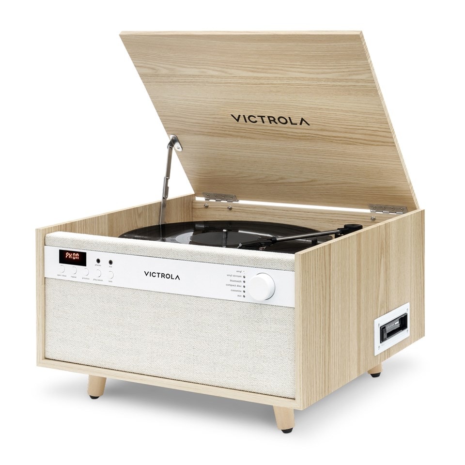 Victrola Century Natural Bluetooth Turntable with CD & Cassette ...